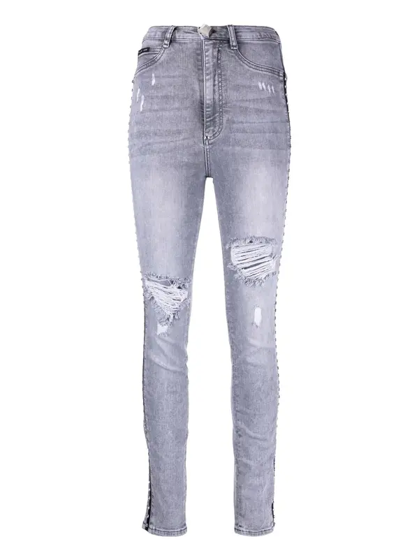 Philipp Plein Crystal-embellished Jeggings - Grey
