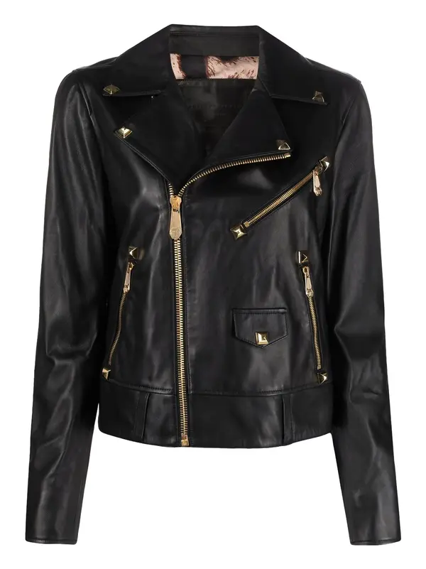 Philipp Plein Studded Biker Jacket - Black