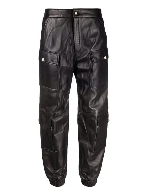 Philipp Plein Leather Jogging Trousers - Black