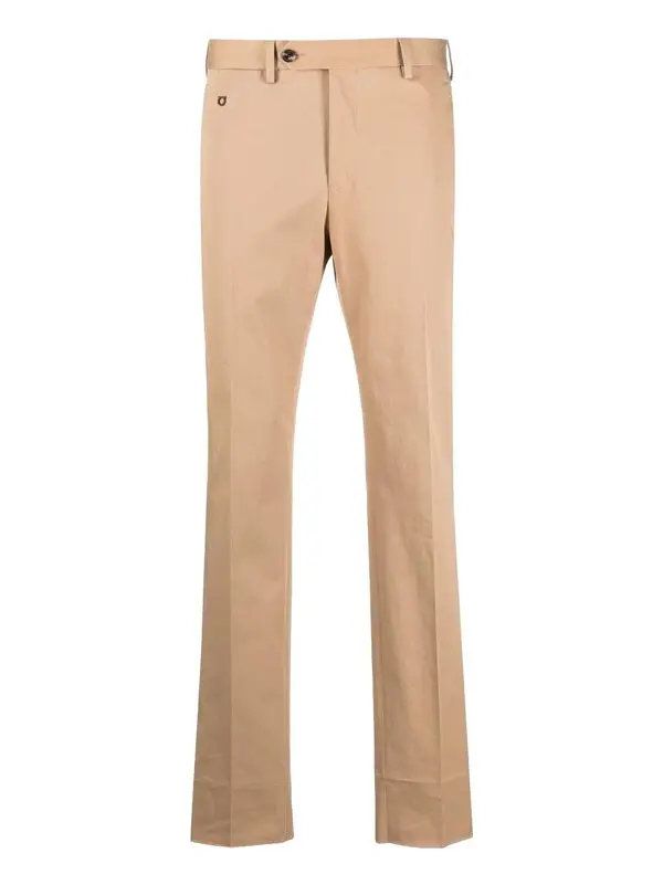 FERRAGAMO Cotton Gabardine Straight-leg Trousers - Neutrals