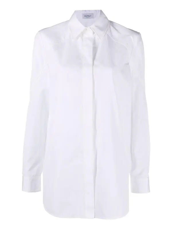 FERRAGAMO Long-sleeve Cotton Shirt - White
