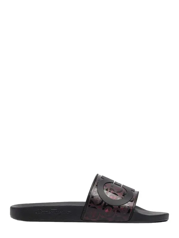 FERRAGAMO Groove Logo-embossed Sliders - Black
