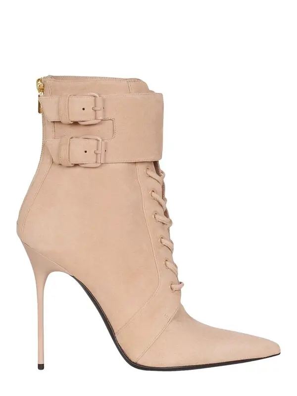 Balmain Uria Lace-up Ankle Boots - Neutrals