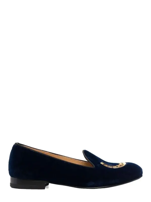 SCAROSSO Myrtle Embroidered Velvet Loafers - Blue