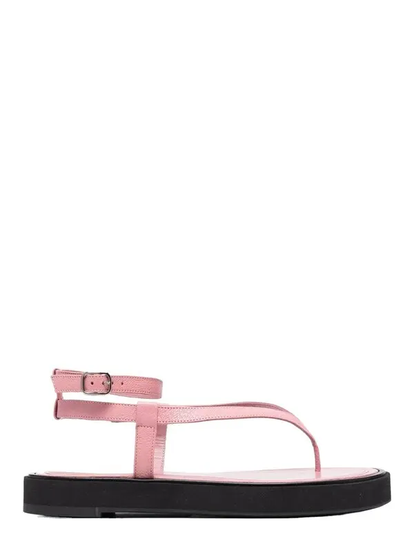By Far Grained-leather Thong Sandals - Pink