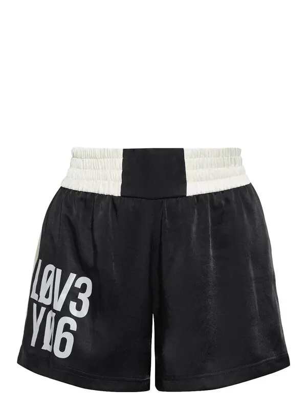 Red Valentino Printed Satin Shorts - Black