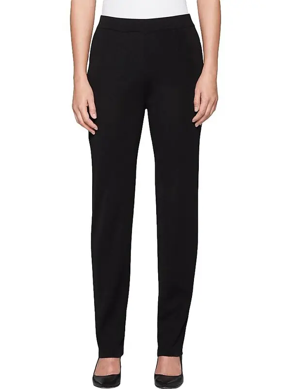 Misook Knit Straight-leg Trousers - Black