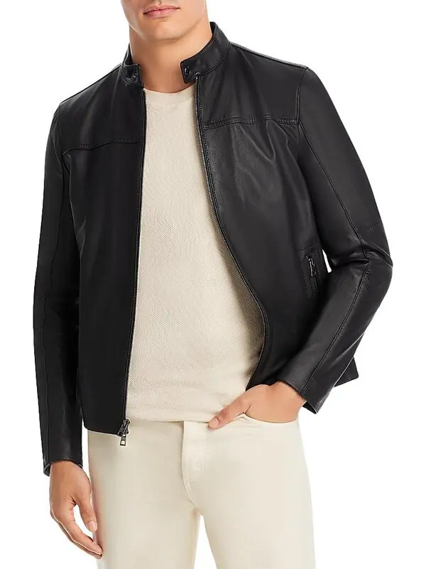 Michael Kors Leather Racer Jacket - Black