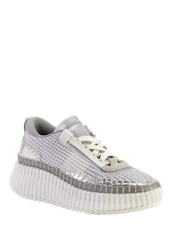 Chloé Nama Woven Platform Sneakers - Silver Grey