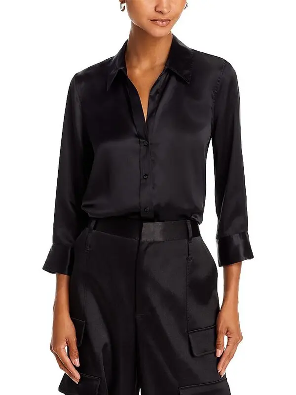 L'Agence Dani Silk Charmeuse Blouse - Black