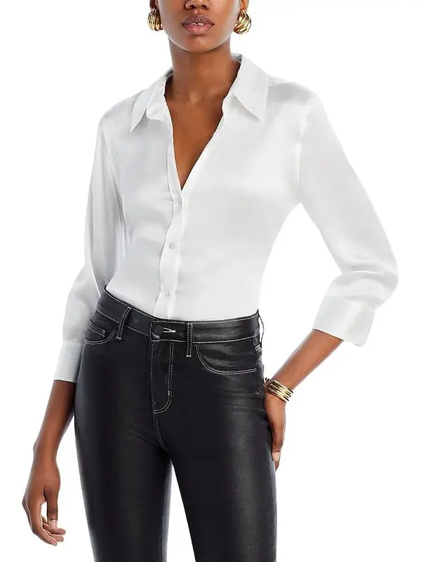 L'Agence Dani Silk Charmeuse Blouse - Ivory