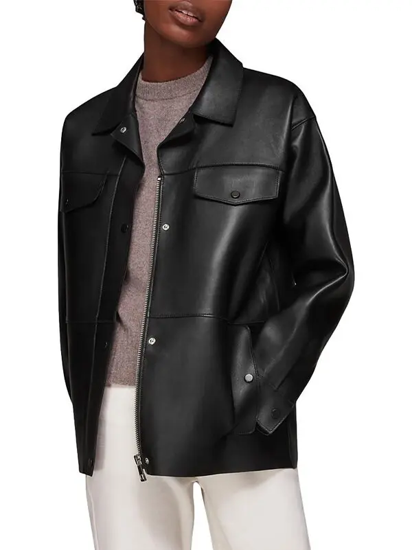Whistles Clean Bonded Leather Jacket - Black