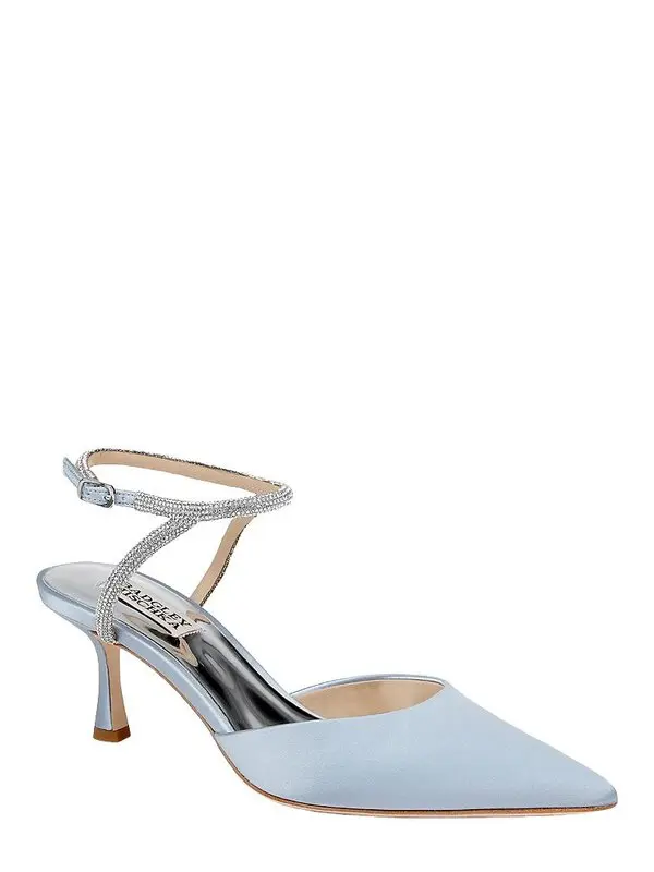 Badgley Mischka Kamilah High Heel Sandals - Azure Blue Satin