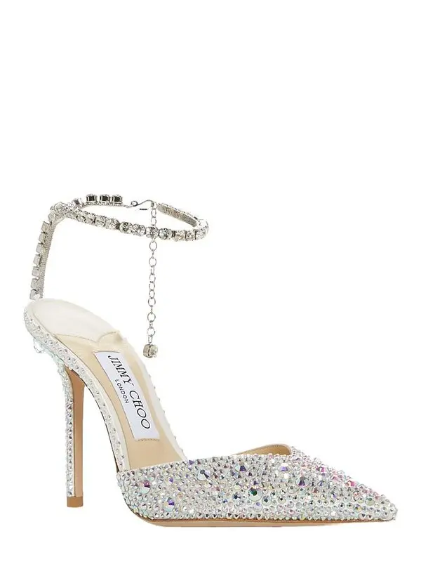 JIMMY CHOO Saeda 100 Embellished Pumps - Ivory
