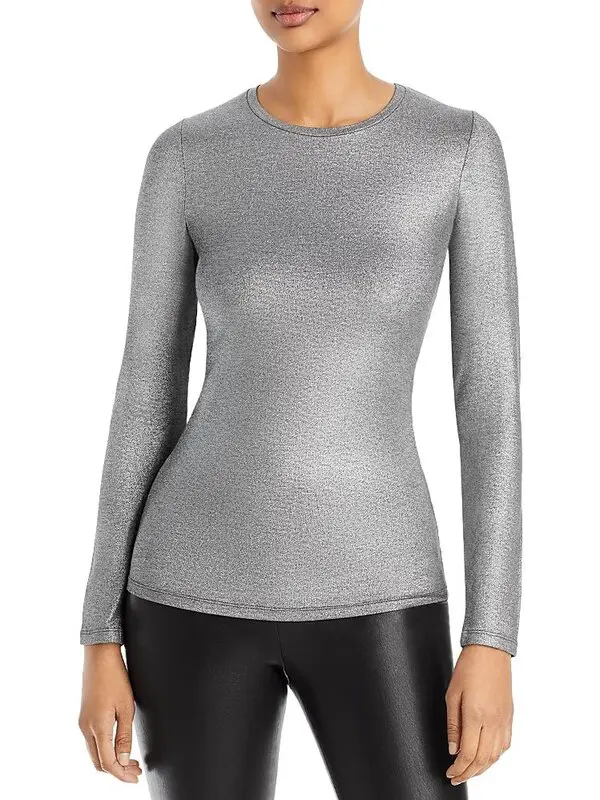Majestic Filatures Metallic Fitted Top - Anthracite Chine