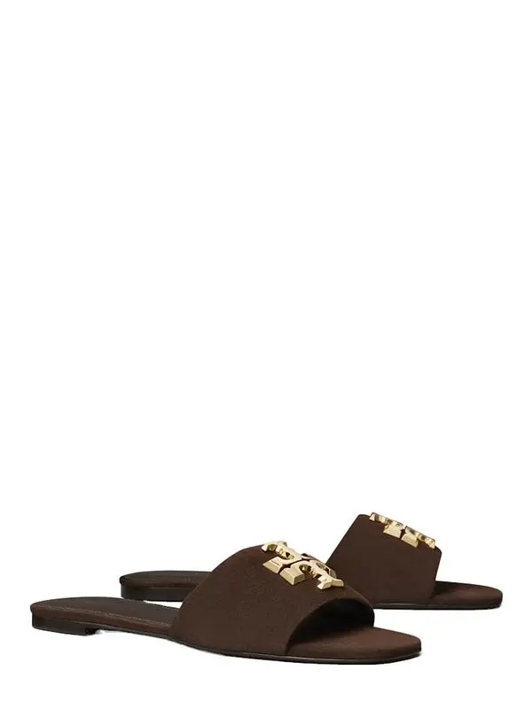 Tory Burch Eleanor Leopard Print Slides - Dark Cocoa/gold