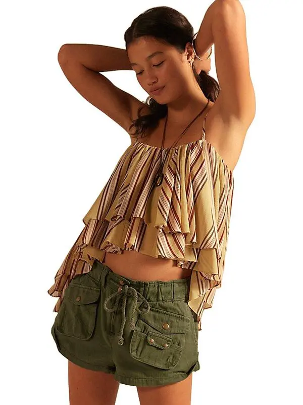 Free People Waimea Slouchy Shorts - Kelp