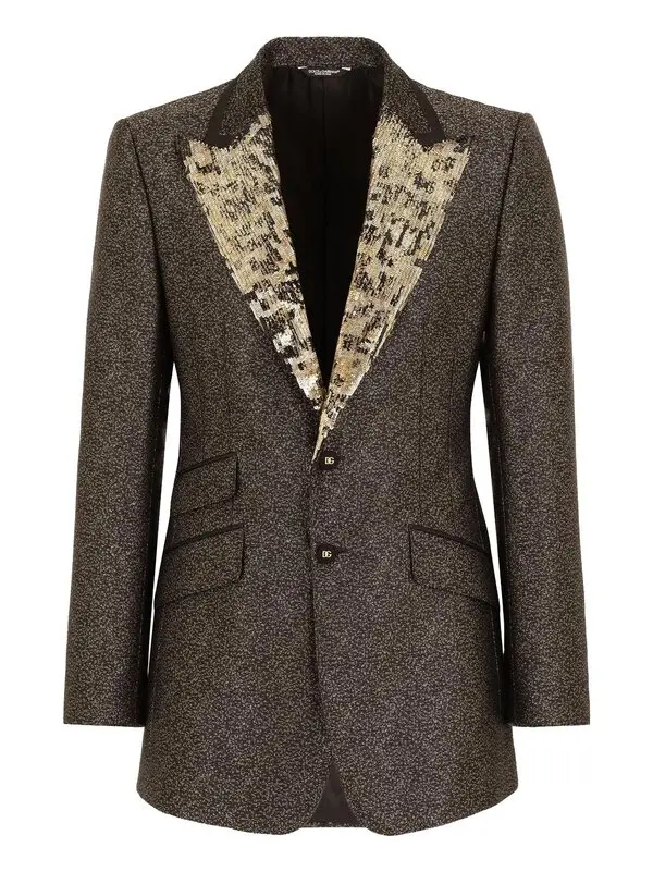 Dolce & Gabbana Lamé Jacquard Single-breasted Blazer - Grey