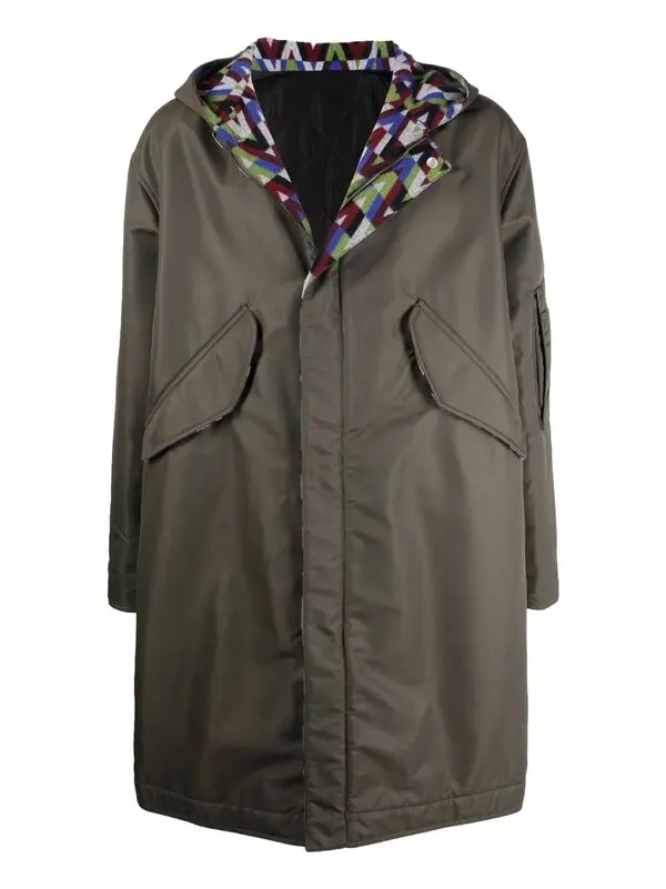 Valentino Garavani Optical-print Parka Coat - Green