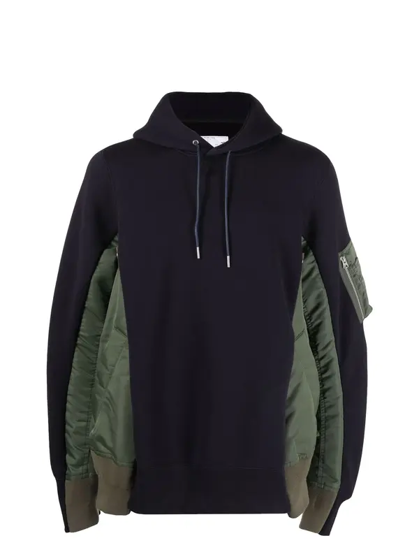 Sacai Bomber Jacket Panelled Hoodie - Blue
