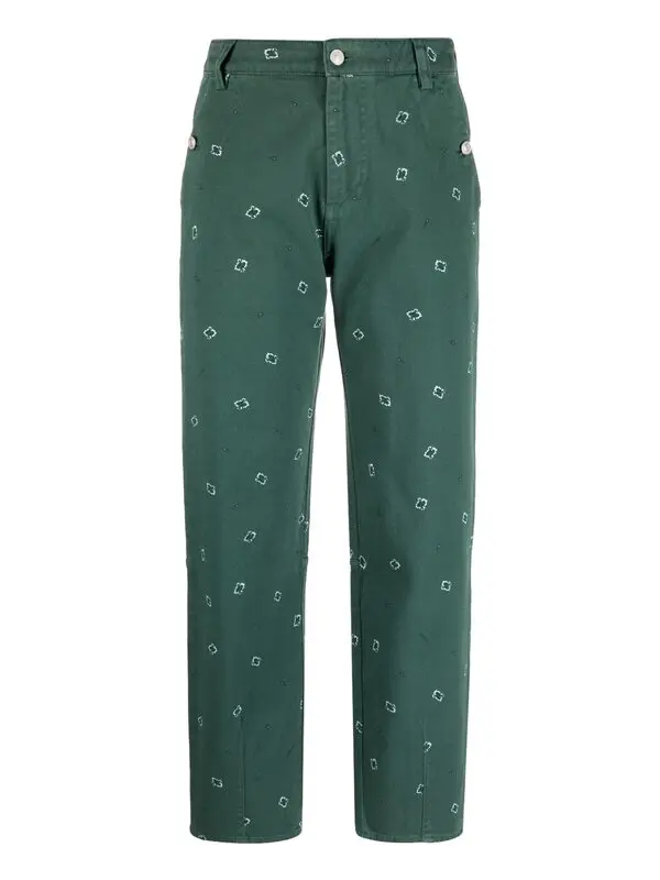 Kenzo Paisley-print Cropped Trousers - Green