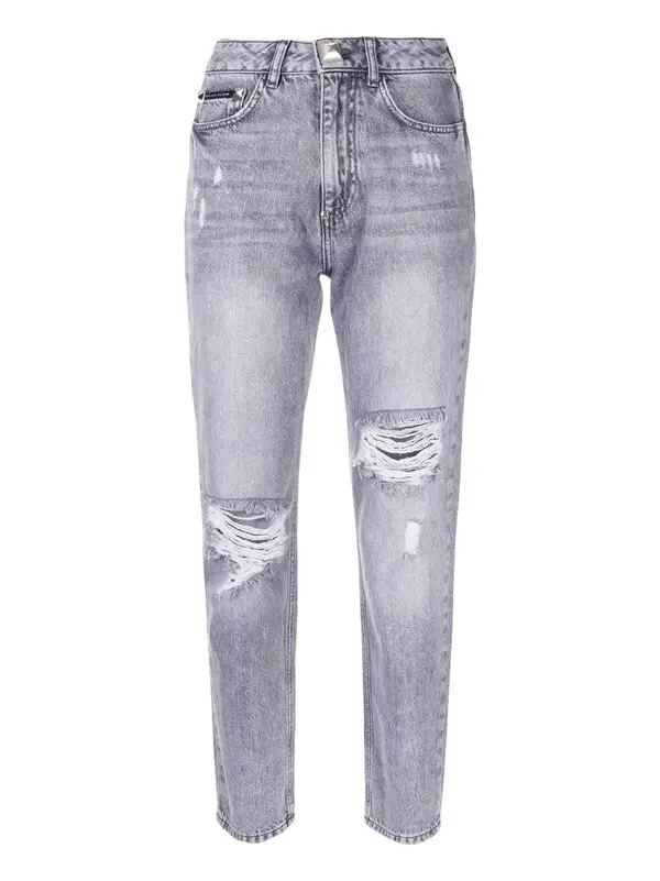 Philipp Plein Ripped Cropped Jeans - Grey