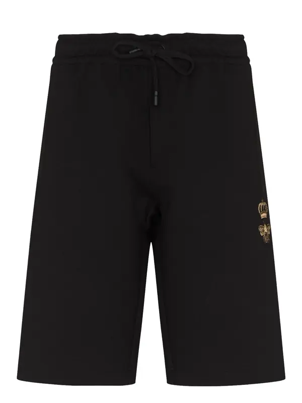 Dolce & Gabbana Embroidered Bee Drawstring Shorts - Black