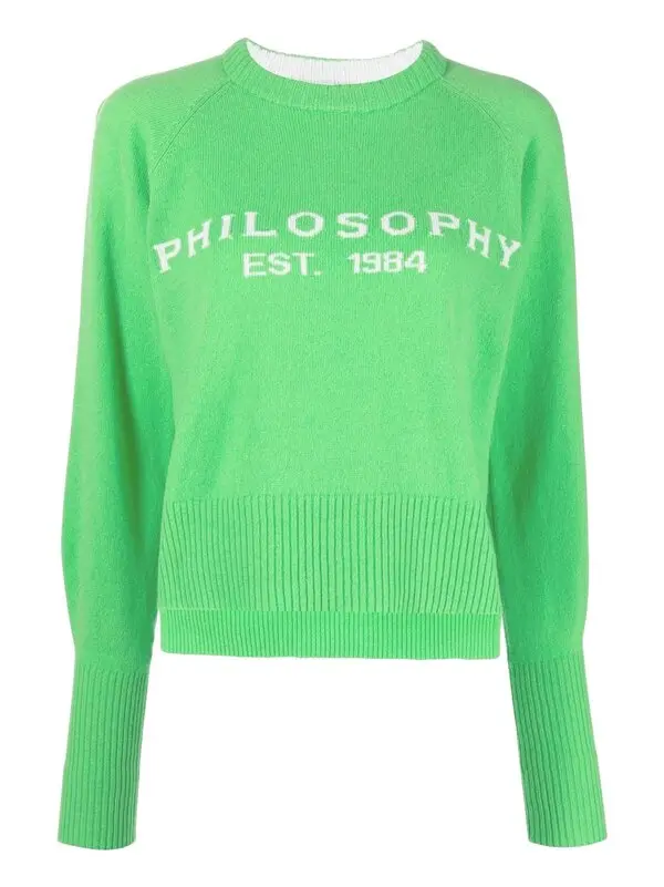 Philosophy Di Lorenzo Serafini Logo-intarsia Crew-neck Jumper - Green