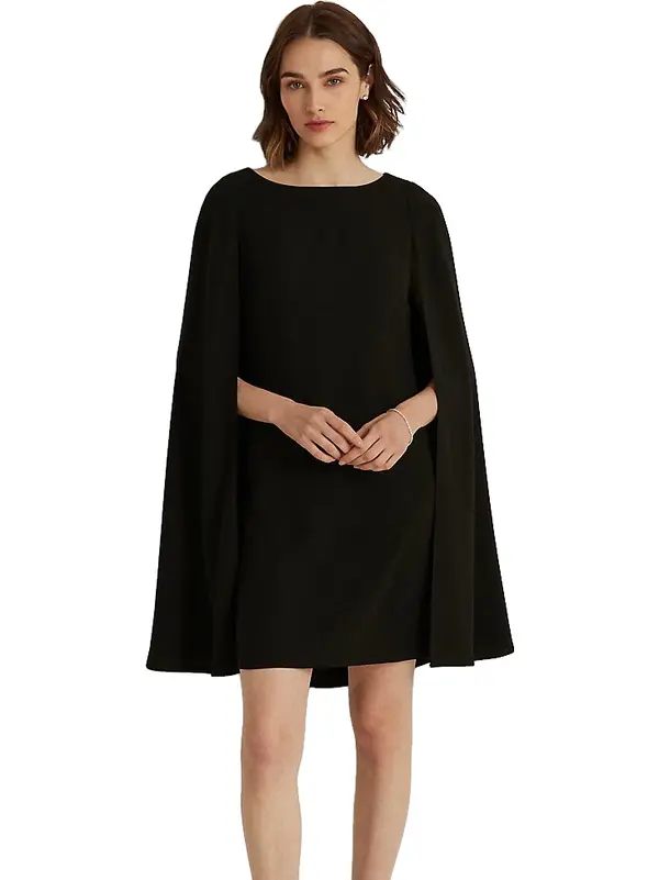 Ralph Lauren Cape Georgette Cocktail Dress - Black