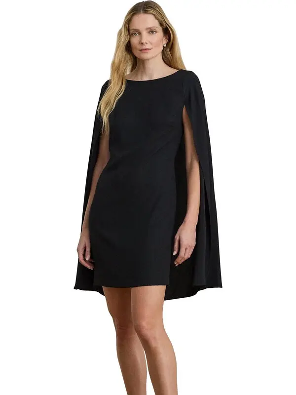 Ralph Lauren Cape Georgette Cocktail Dress - Black