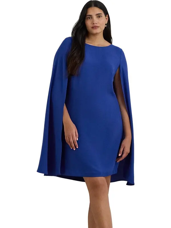 Ralph Lauren Cape Georgette Cocktail Dress - Cruise Royal