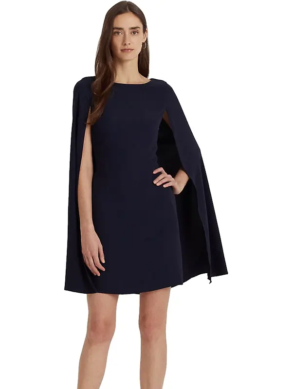 Ralph Lauren Cape Georgette Cocktail Dress - Lighthouse Navy