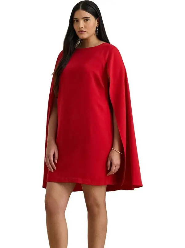 Ralph Lauren Cape Georgette Cocktail Dress - Ralph Red