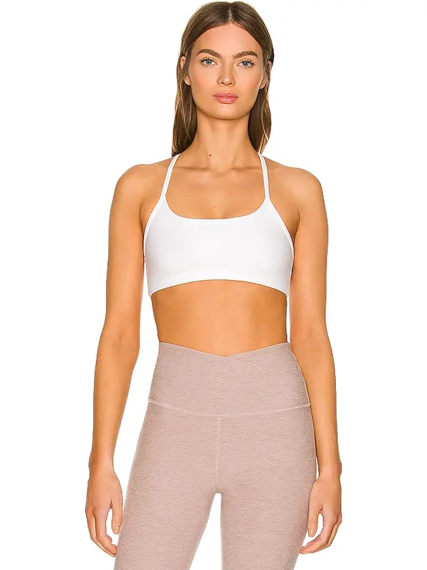 Beyond Yoga Spacedye Slim Racerback Bra In White - Cloud White