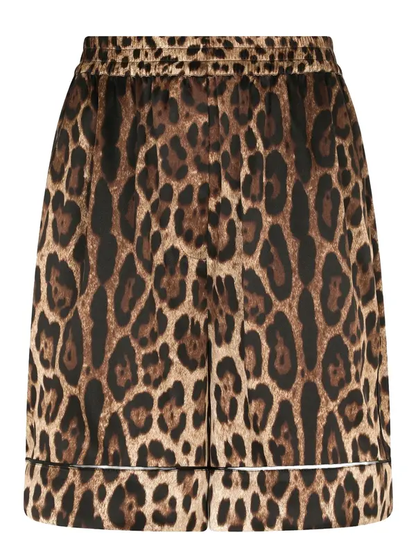Dolce & Gabbana Leopard-print Silk Shorts - Brown