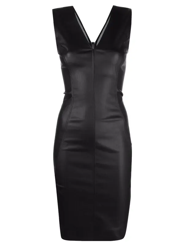 Rick Owens Stretch V-neck Dress - Black