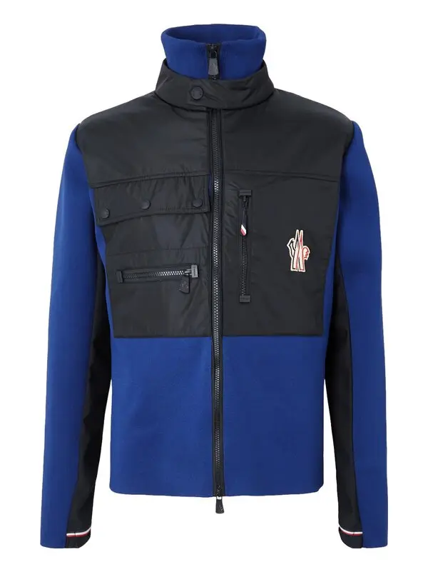 Moncler Logo-appliquéd Fleece And Tech-jersey Zip-up Jacket - Blue