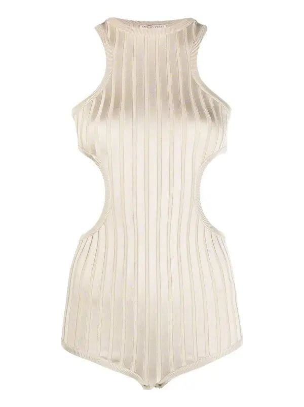 Emilio Pucci Silk Cut-out Bodysuit - Neutrals