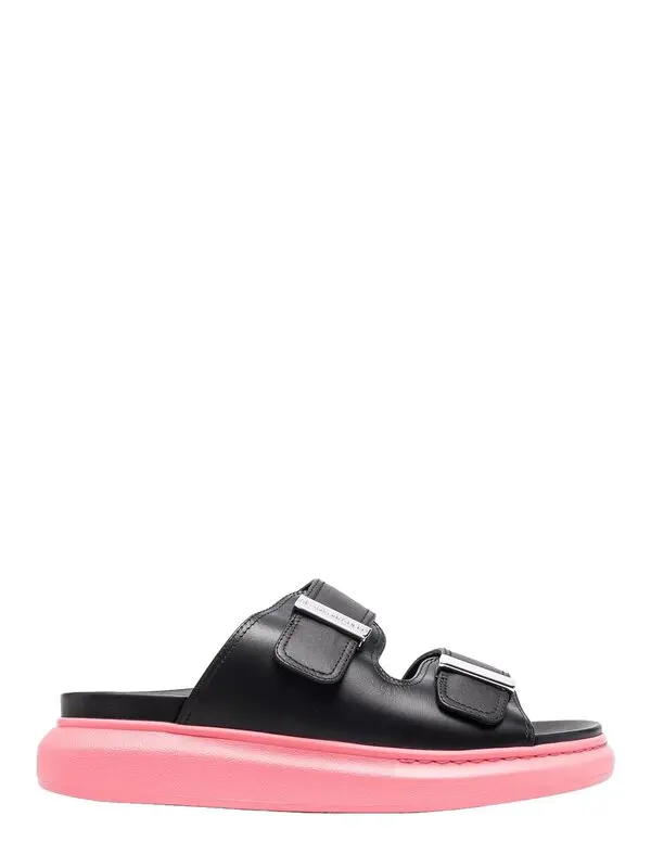 Alexander McQueen Double-strap Two-tone 50mm Wedge Sandals - Black