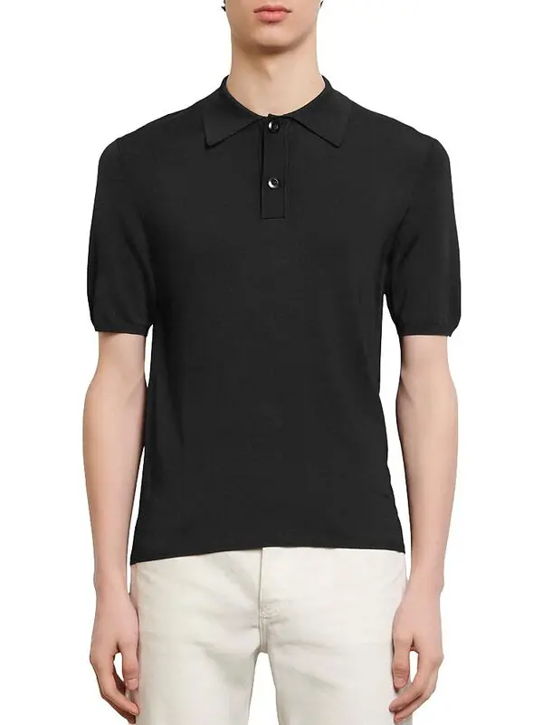 Sandro Pablo Slim Fit Knit Polo Shirt - Black