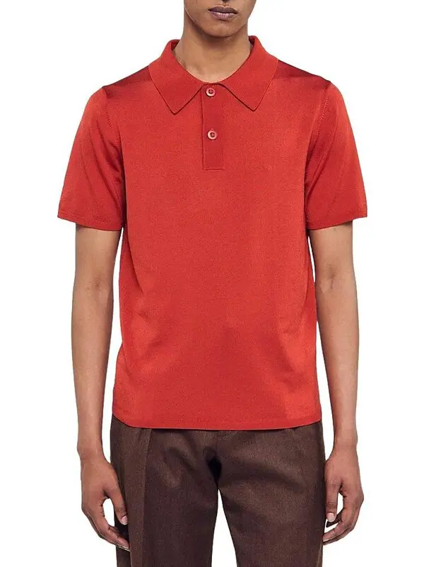 Sandro Pablo Slim Fit Knit Polo Shirt - Blood Orange