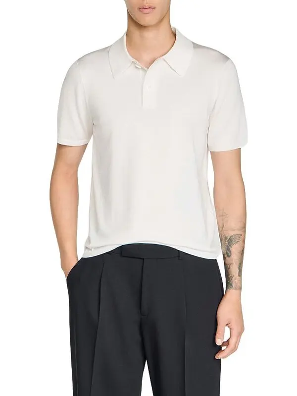 Sandro Pablo Slim Fit Knit Polo Shirt - White
