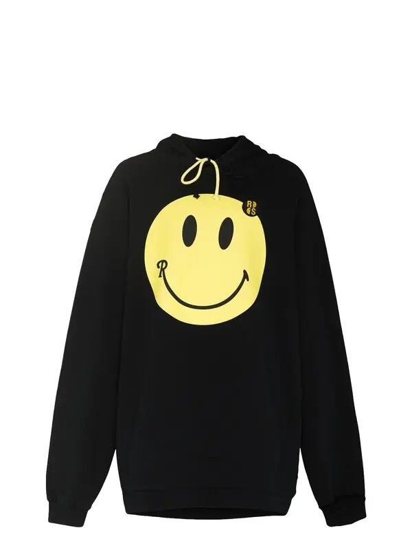 Raf Simons X Smiley Oversized Distressed Hoodie - Black