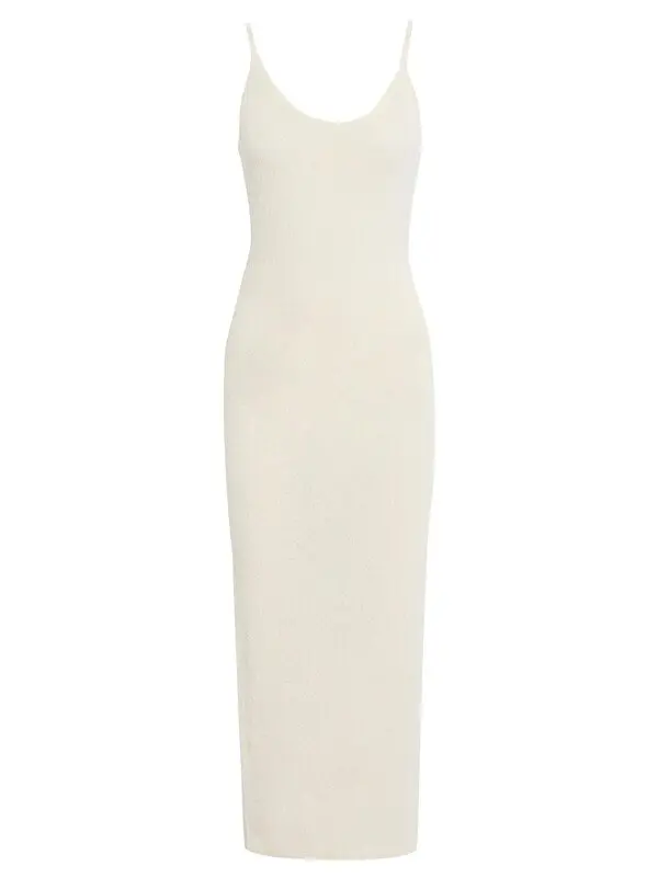 Tigerlily Bouclé-knit Cotton-blend Midi Dress - Ecru