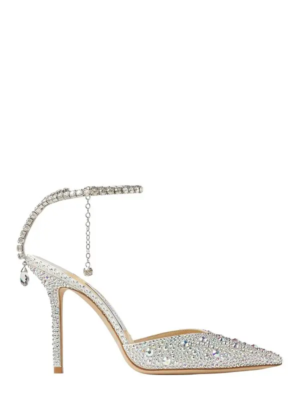 JIMMY CHOO Saeda 100 Embellished Pumps - Ivory