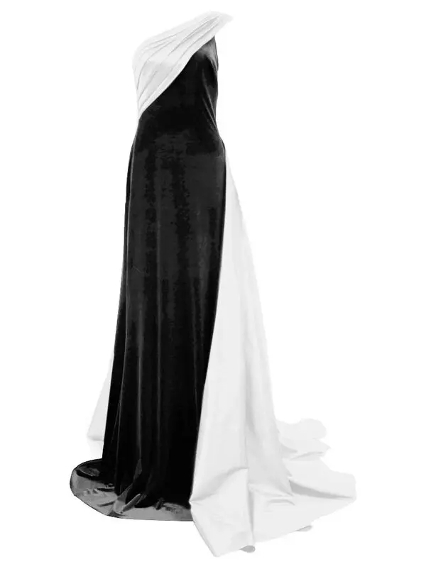 Tadashi Shoji One-shoulder Crepe Taffeta Gown - Black White