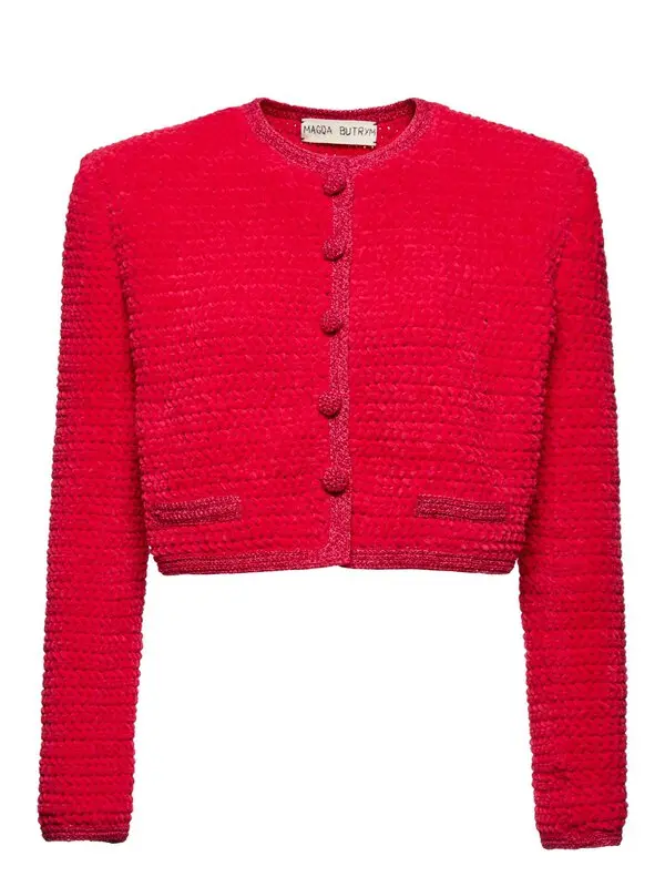 Magda Butrym Crochet Cropped Jacket - Pink