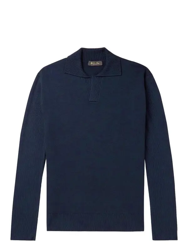 Loro Piana Cashmere And Silk-blend Polo Shirt - Blue