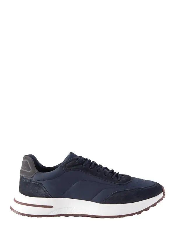 Loro Piana Weekend Walk Suede-trimmed Shell Sneakers - Blue