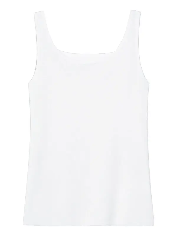 Lafayette 148 New York Mesh Jersey Scoop Neck Tank Top - Cloud